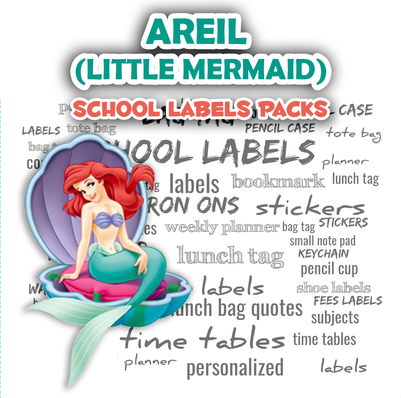 ""Ariel (little mermaid)" School labels packs – The Craft Corner EG