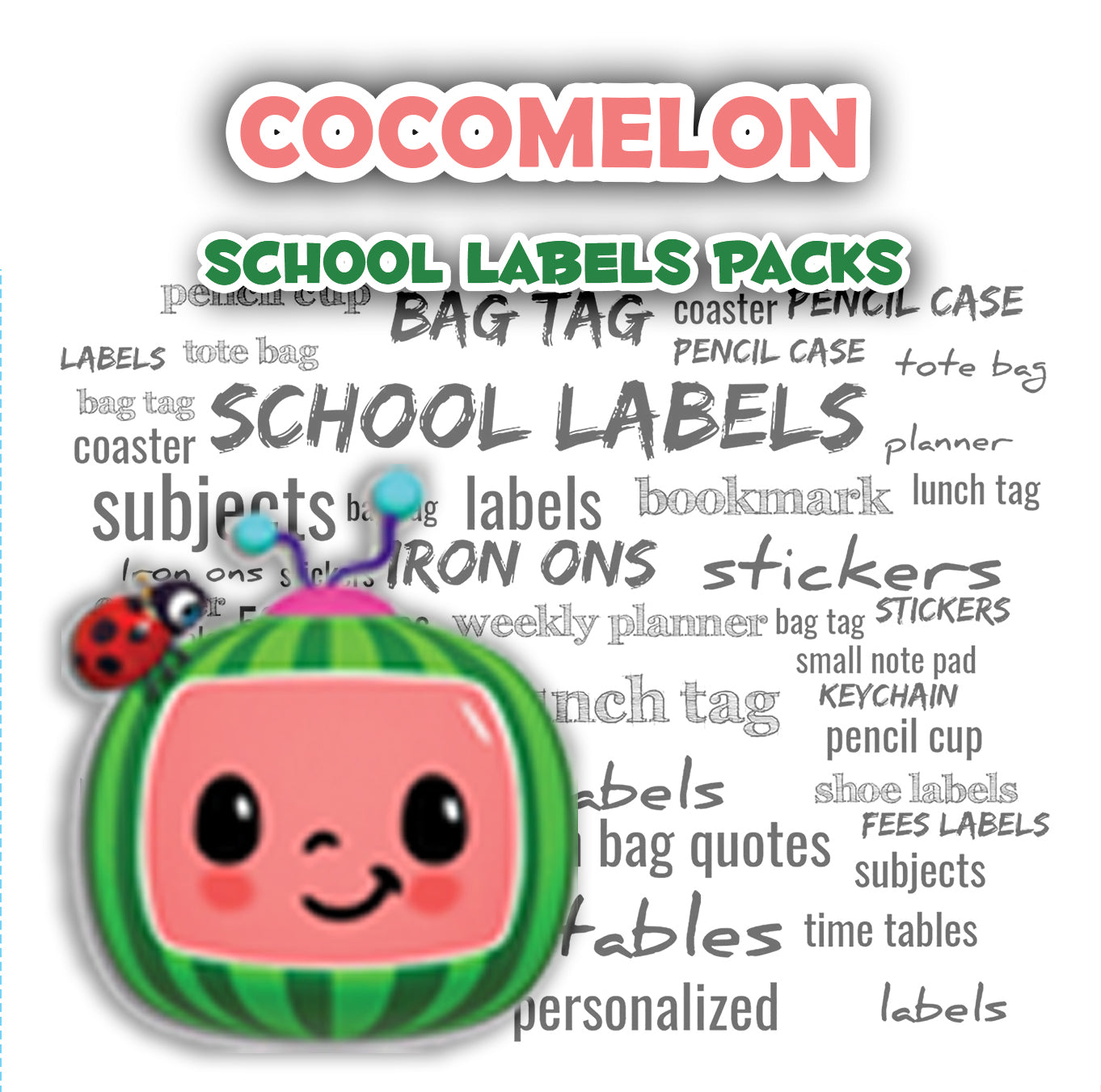 ""Cocomelon" School labels packs – The Craft Corner EG