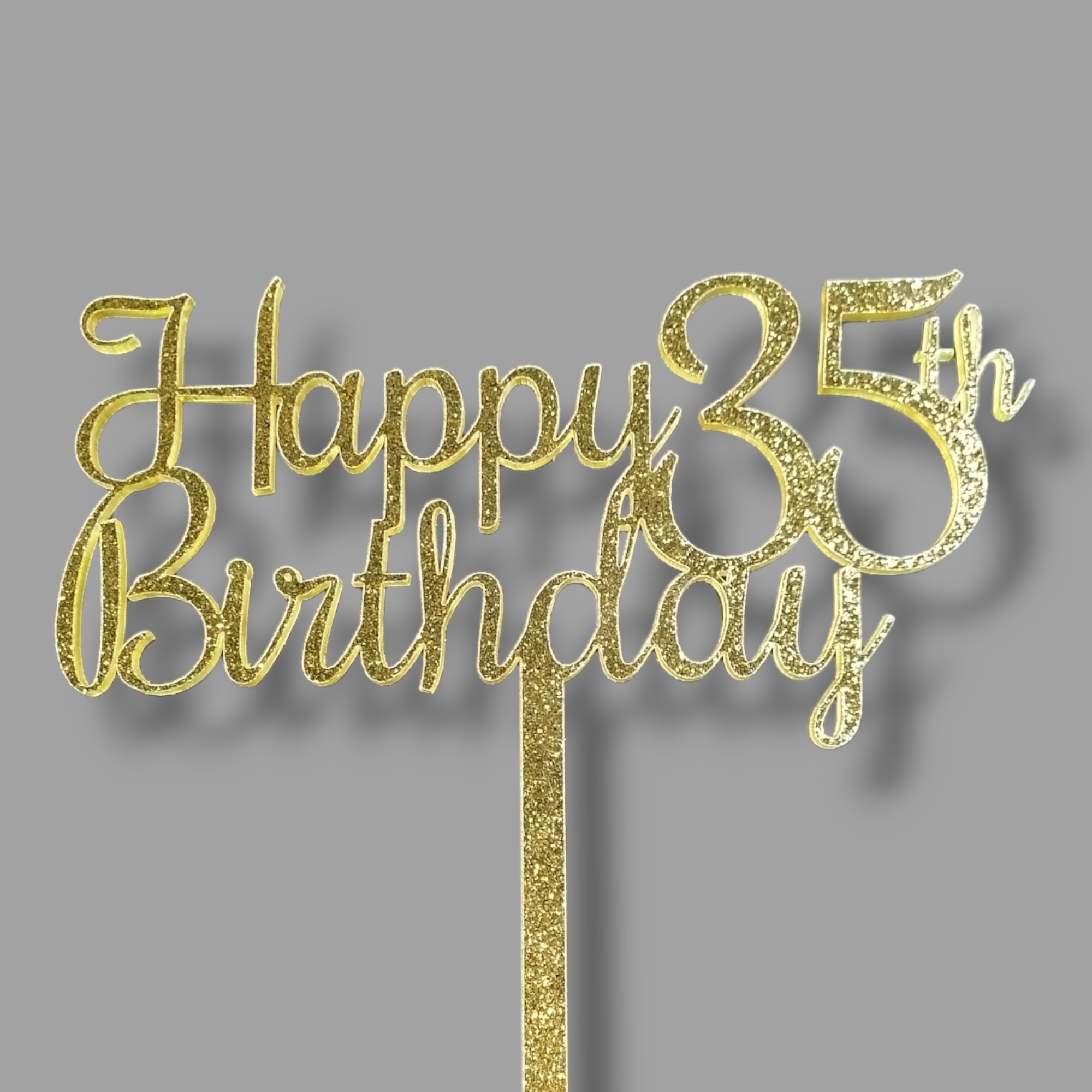 Glittery acrylic topper (gold) "Happy "age" birthday" – The Craft Corner EG