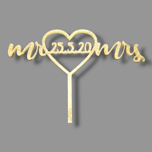 Glittery acrylic topper (gold) "Mr & Mrs" – The Craft Corner EG